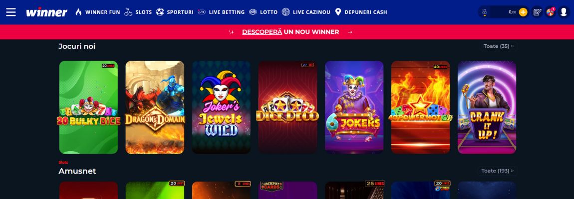 Winner Casino Online | Bonus 5000 RON + 1000 Rotiri Gratuite