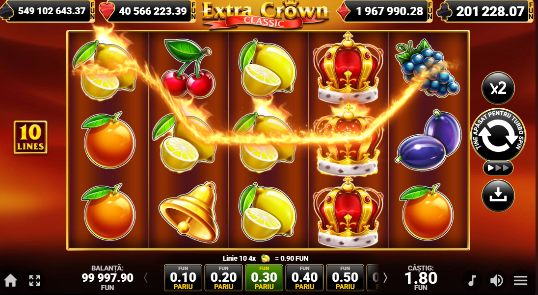Recenzie Extra Crown Classic: coroane, șeptari, jackpot